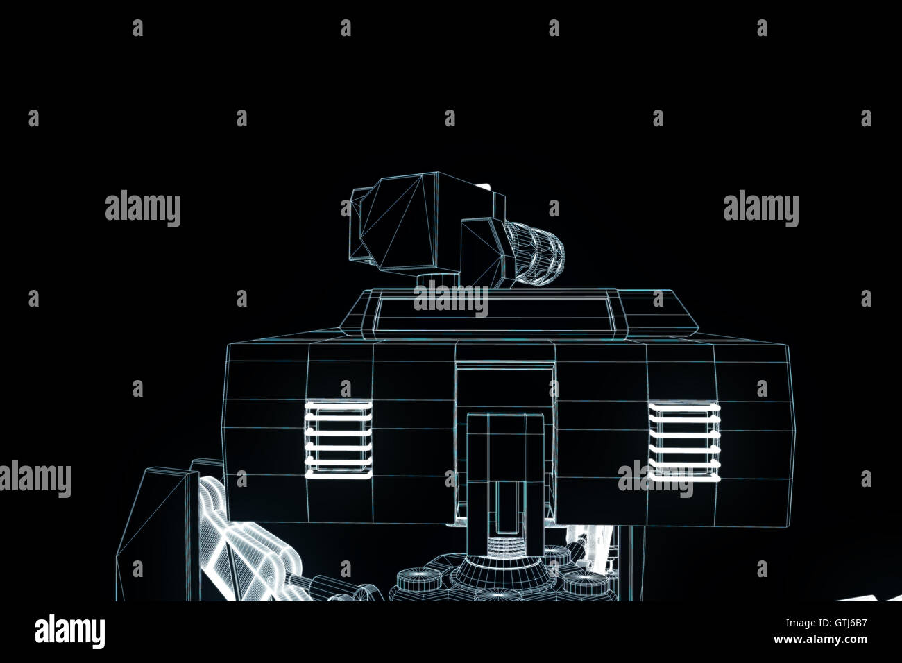 3D Tank Hologram Wireframe in Motion. Nice 3D Rendering Stock Photo - Alamy