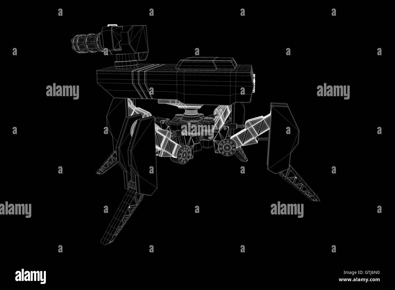 3D Tank Hologram Wireframe in Motion. Nice 3D Rendering Stock Photo - Alamy