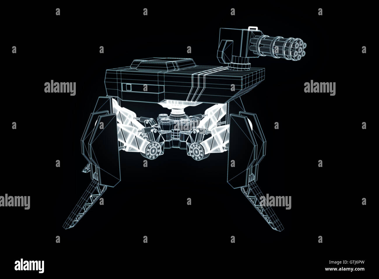 3D Tank Hologram Wireframe in Motion. Nice 3D Rendering Stock Photo - Alamy