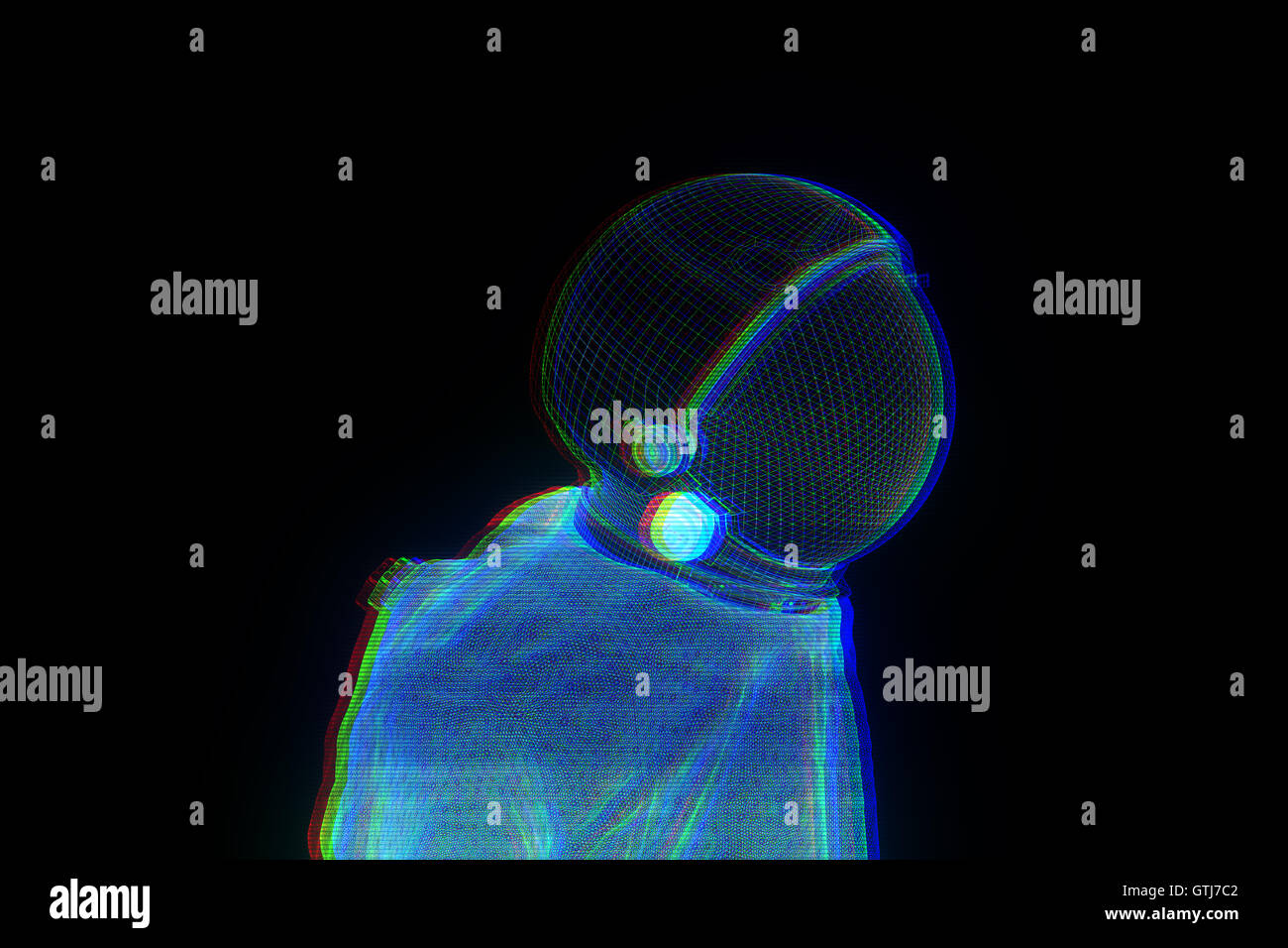 Futuristic astronaut wireframe hologram in hi-res stock photography and ...