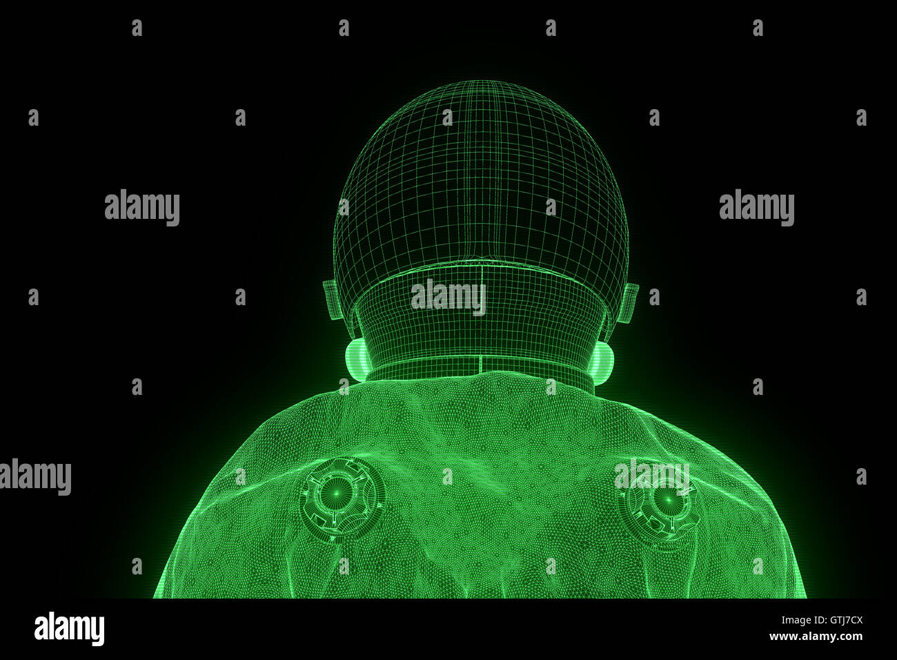 Futuristic Astronaut Wireframe Hologram in Motion. Nice 3D Rendering Stock Photo - Alamy