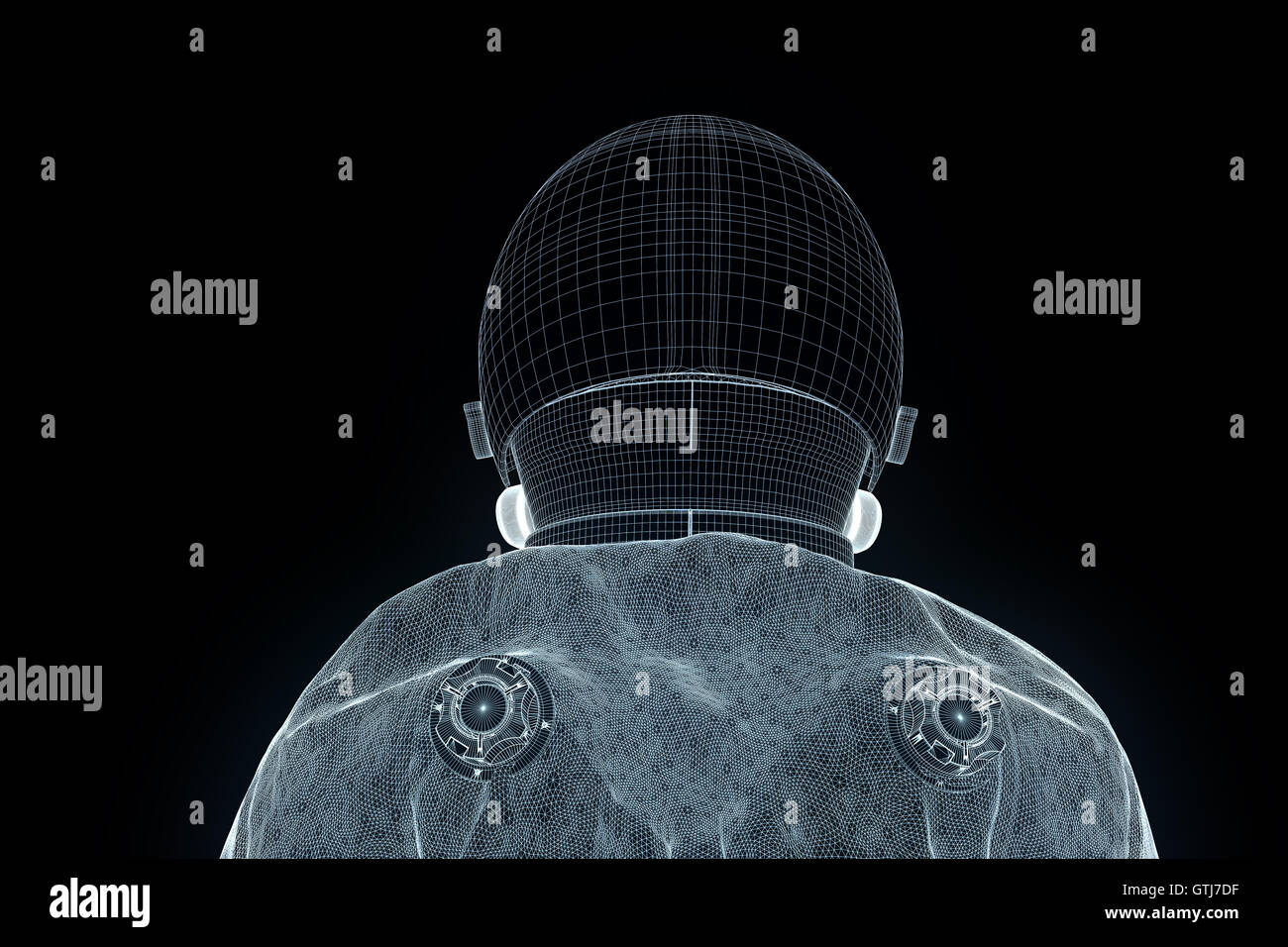 Futuristic Astronaut Wireframe Hologram in Motion. Nice 3D Rendering ...