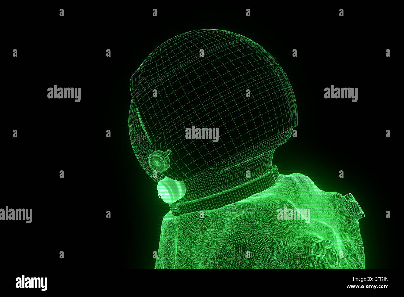 Futuristic astronaut wireframe hologram in hi-res stock photography and ...