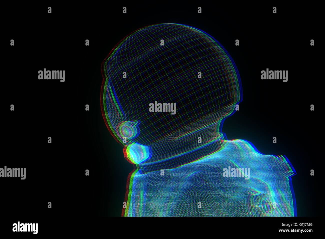 Futuristic Astronaut Wireframe Hologram in Motion. Nice 3D Rendering Stock Photo - Alamy