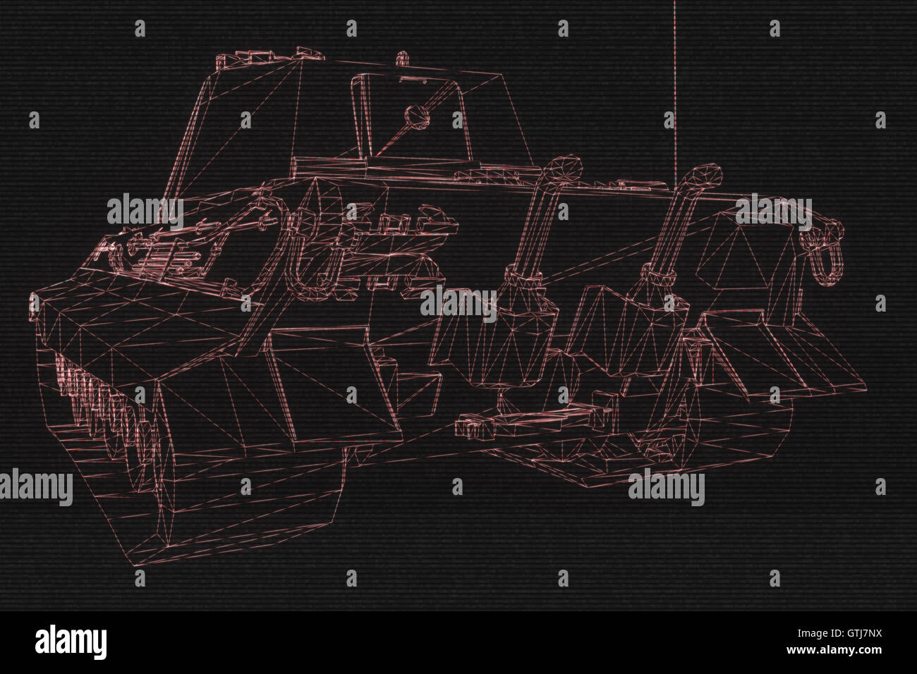 3D Tank Hologram Wireframe in Motion. Nice 3D Rendering Stock Photo - Alamy