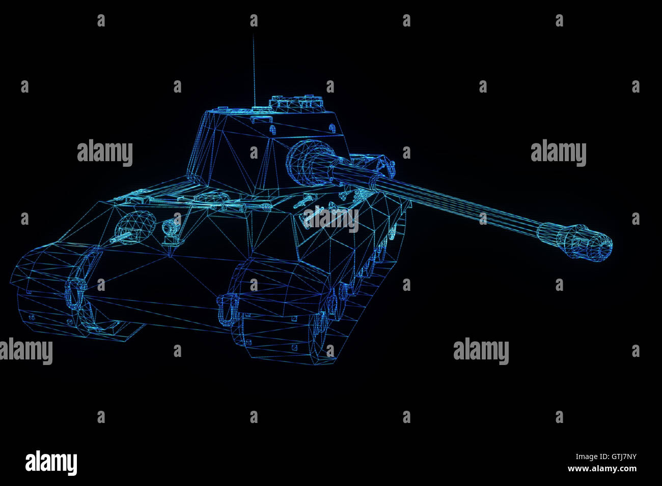 3D Tank Hologram Wireframe in Motion. Nice 3D Rendering Stock Photo - Alamy