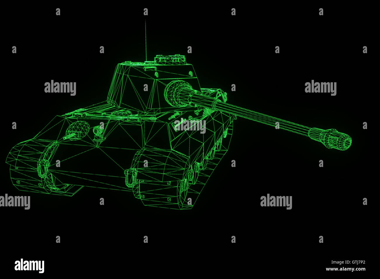 3D Tank Hologram Wireframe in Motion. Nice 3D Rendering Stock Photo - Alamy