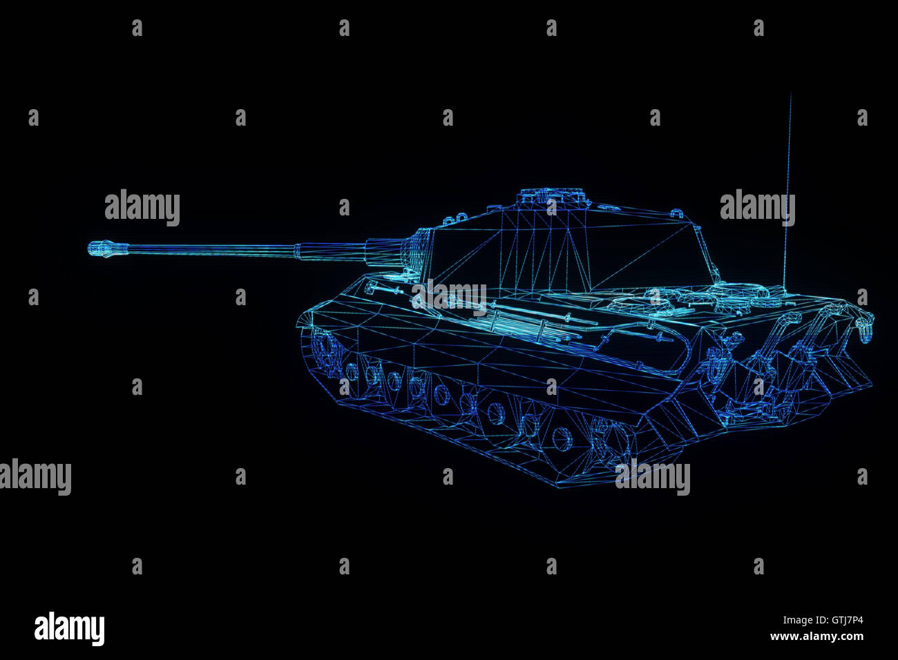 3D Tank Hologram Wireframe in Motion. Nice 3D Rendering Stock Photo - Alamy