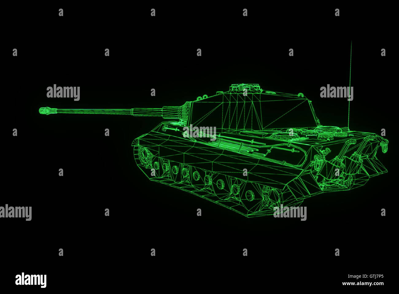 3D Tank Hologram Wireframe in Motion. Nice 3D Rendering Stock Photo - Alamy