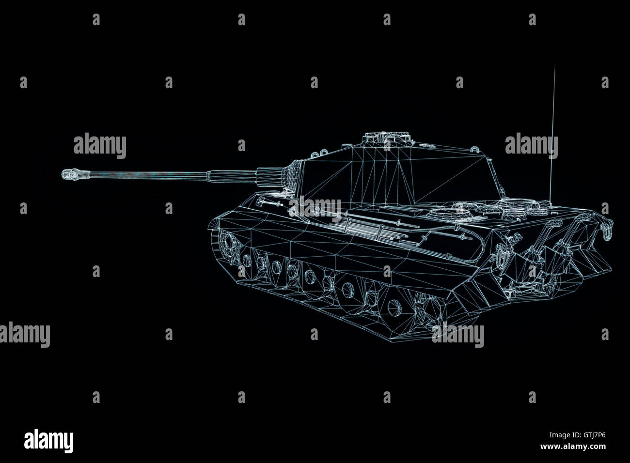 3D Tank Hologram Wireframe in Motion. Nice 3D Rendering Stock Photo - Alamy