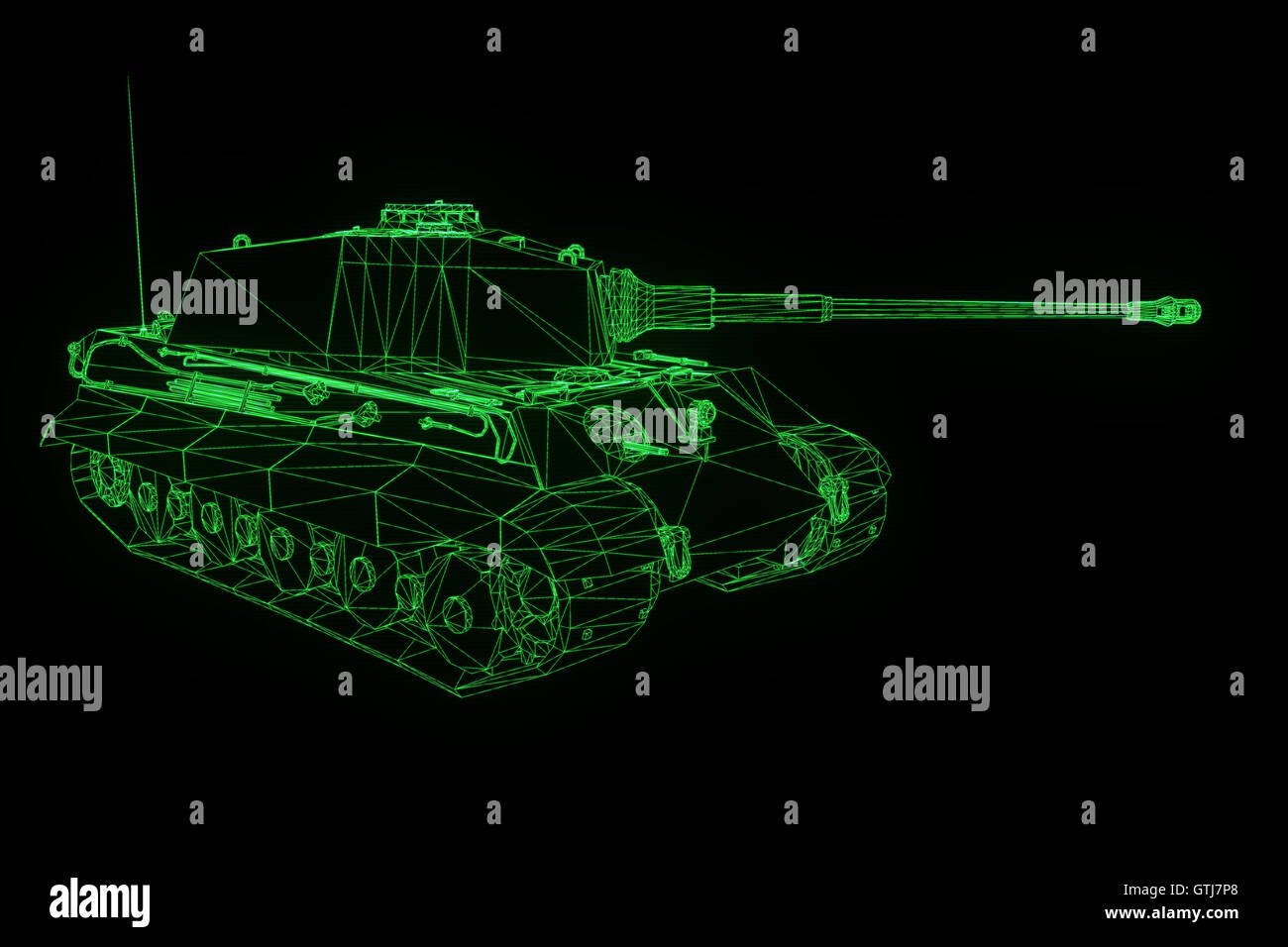 3D Tank Hologram Wireframe in Motion. Nice 3D Rendering Stock Photo - Alamy