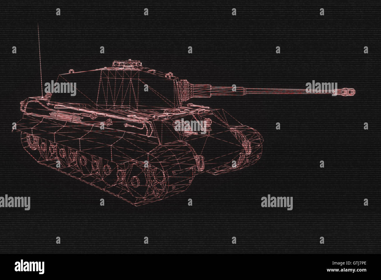 3D Tank Hologram Wireframe in Motion. Nice 3D Rendering Stock Photo - Alamy