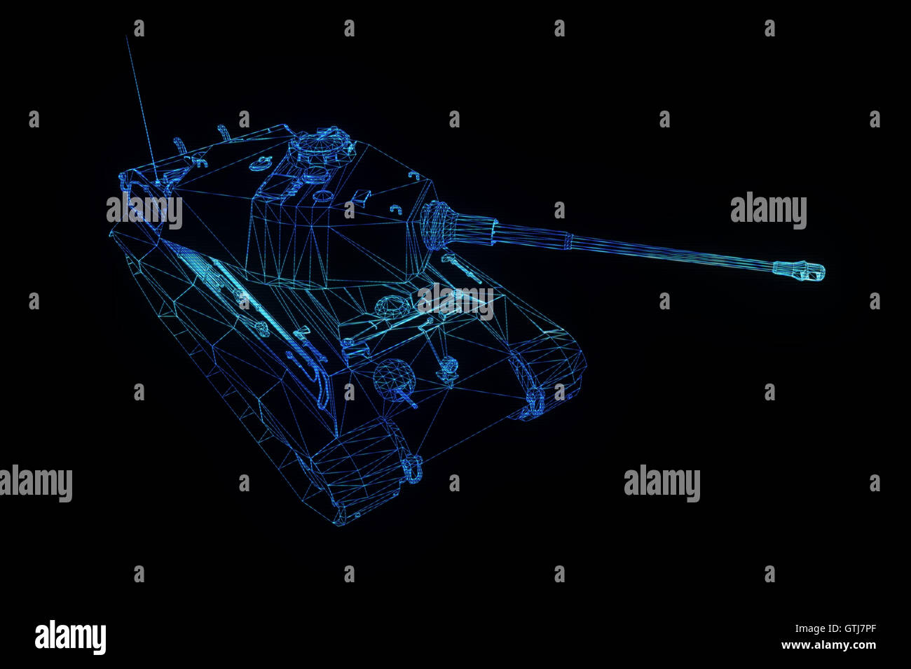 3D Tank Hologram Wireframe in Motion. Nice 3D Rendering Stock Photo - Alamy