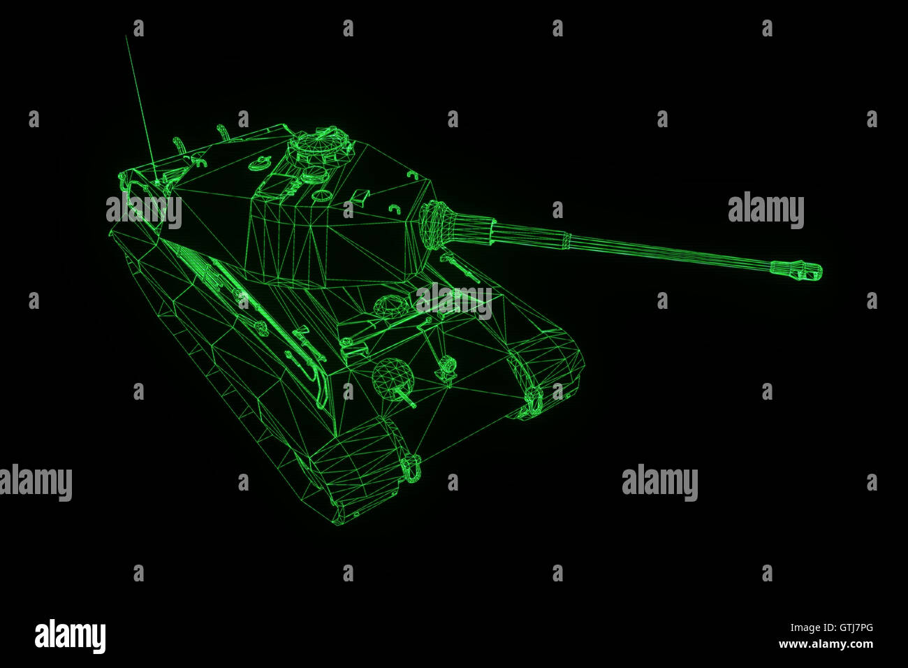 3D Tank Hologram Wireframe in Motion. Nice 3D Rendering Stock Photo - Alamy