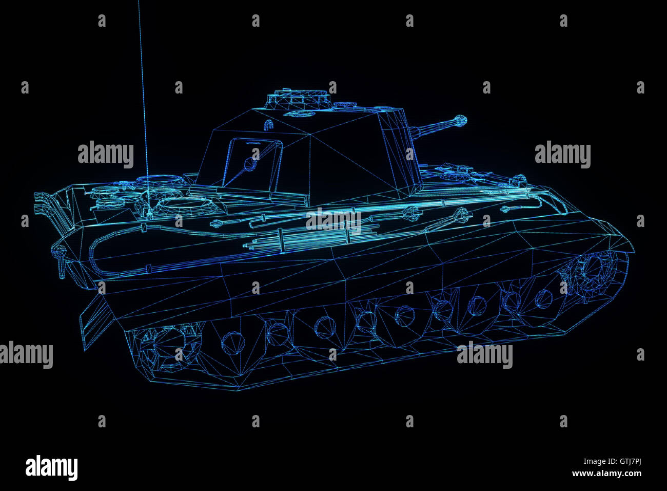 3D Tank Hologram Wireframe in Motion. Nice 3D Rendering Stock Photo - Alamy
