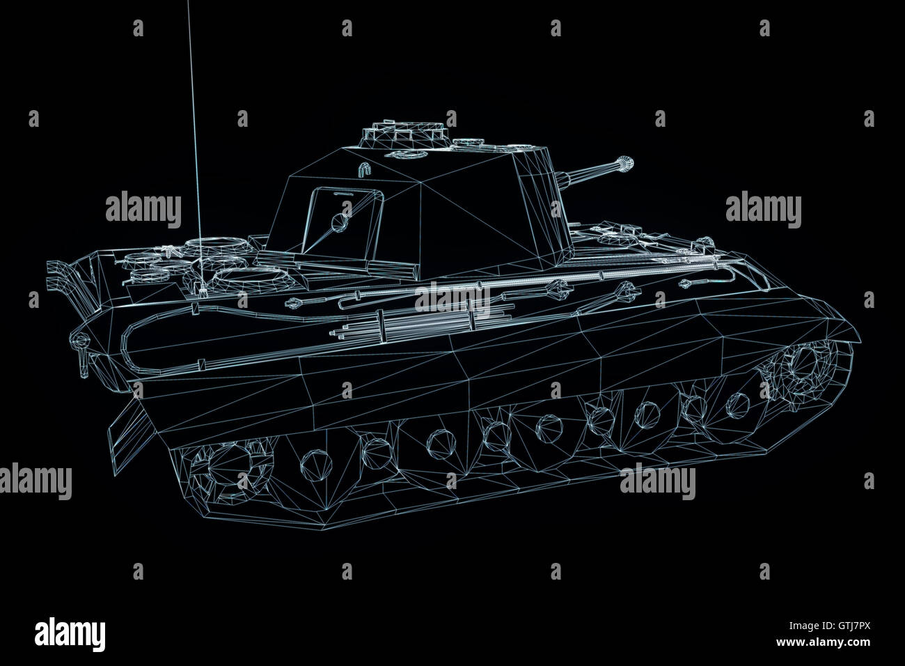 3D Tank Hologram Wireframe in Motion. Nice 3D Rendering Stock Photo - Alamy
