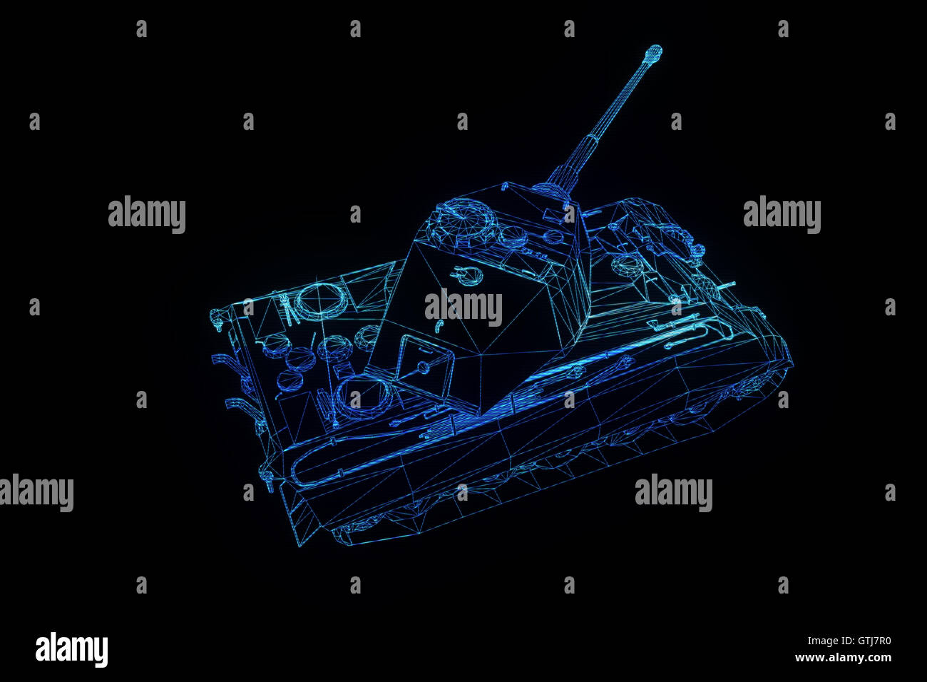 3D Tank Hologram Wireframe in Motion. Nice 3D Rendering Stock Photo - Alamy