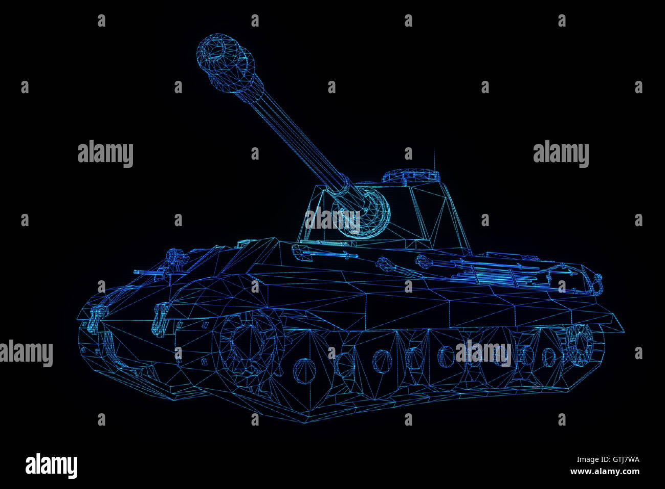 3D Tank Hologram Wireframe in Motion. Nice 3D Rendering Stock Photo - Alamy