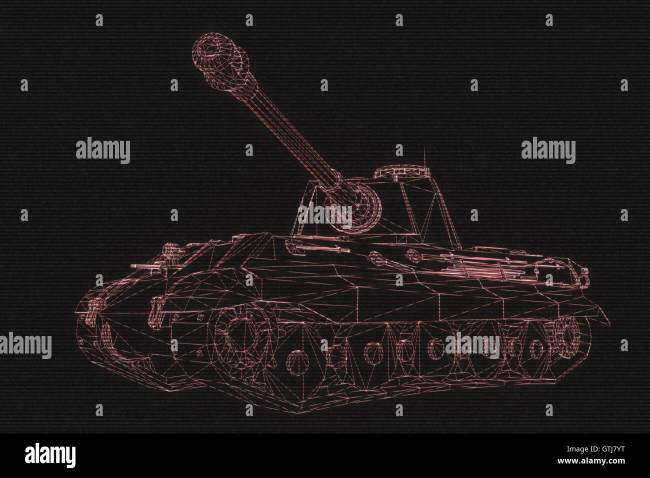3D Tank Hologram Wireframe in Motion. Nice 3D Rendering Stock Photo - Alamy