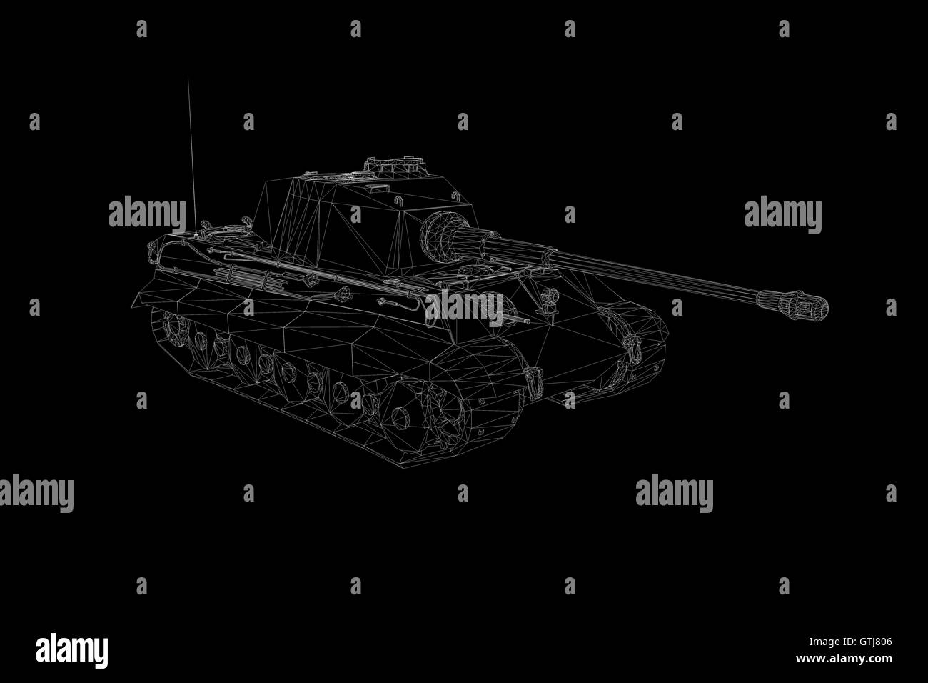3D Tank Hologram Wireframe in Motion. Nice 3D Rendering Stock Photo - Alamy