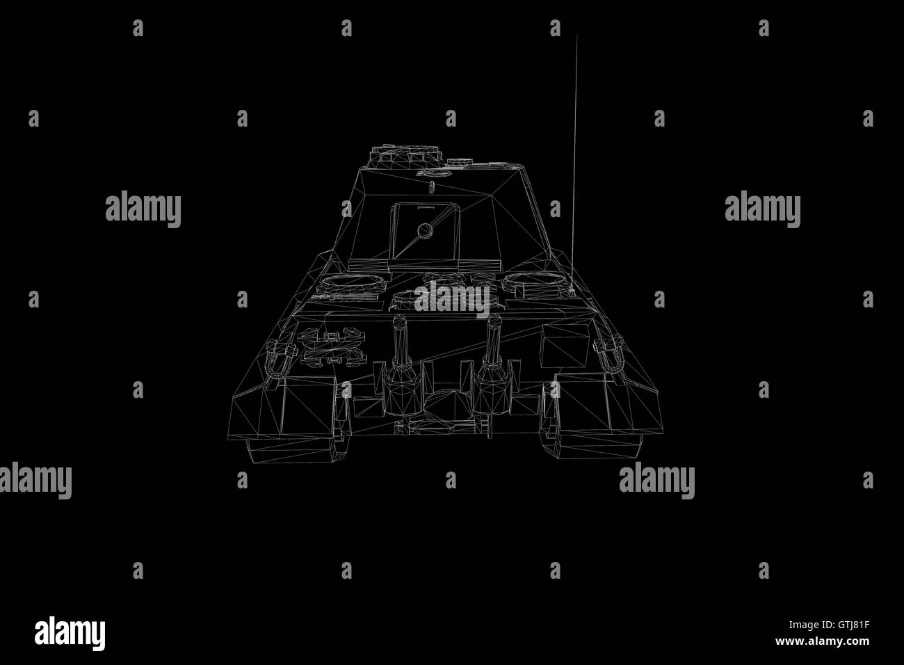 3D Tank Hologram Wireframe in Motion. Nice 3D Rendering Stock Photo - Alamy
