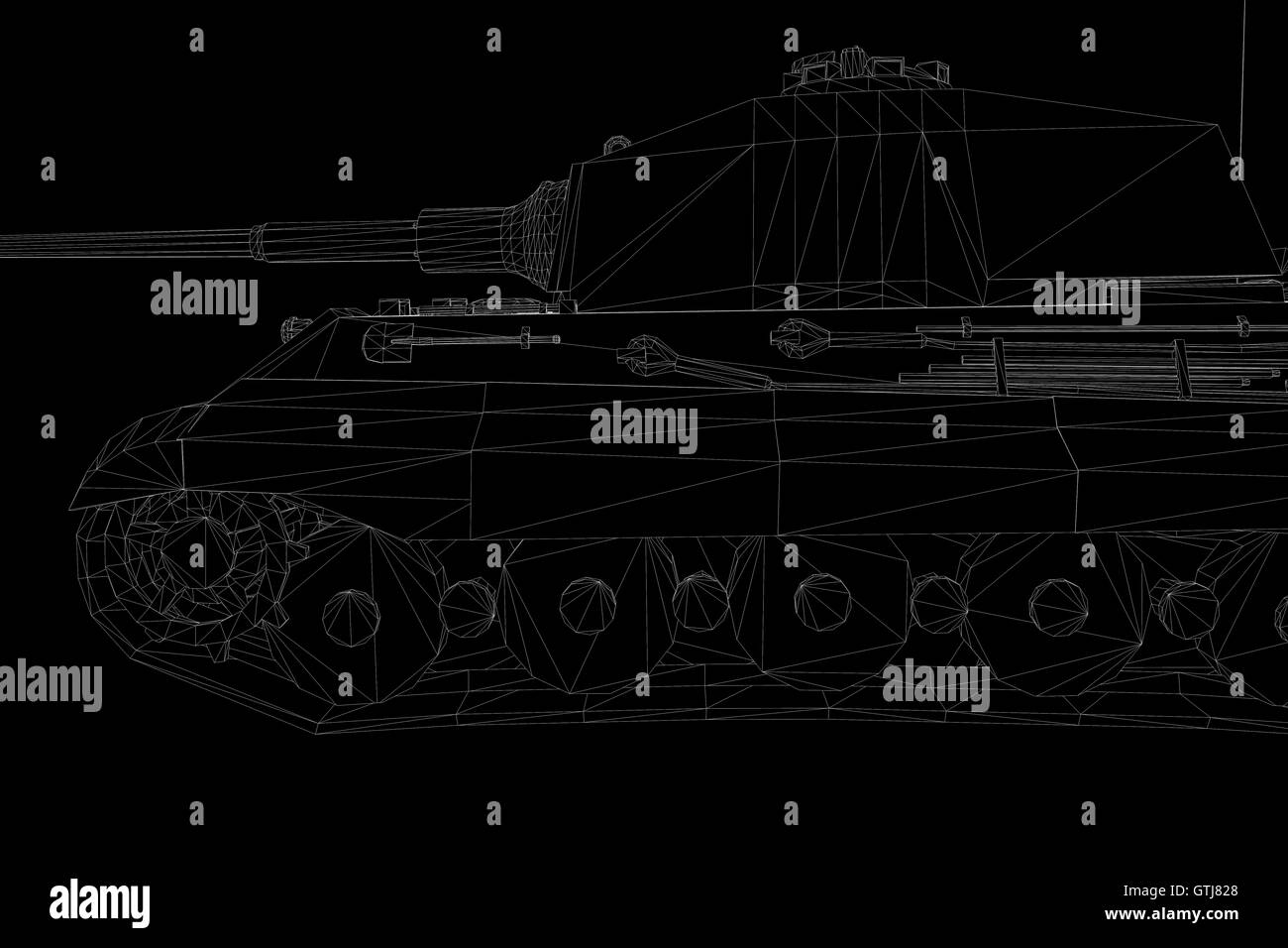 3D Tank Hologram Wireframe in Motion. Nice 3D Rendering Stock Photo - Alamy