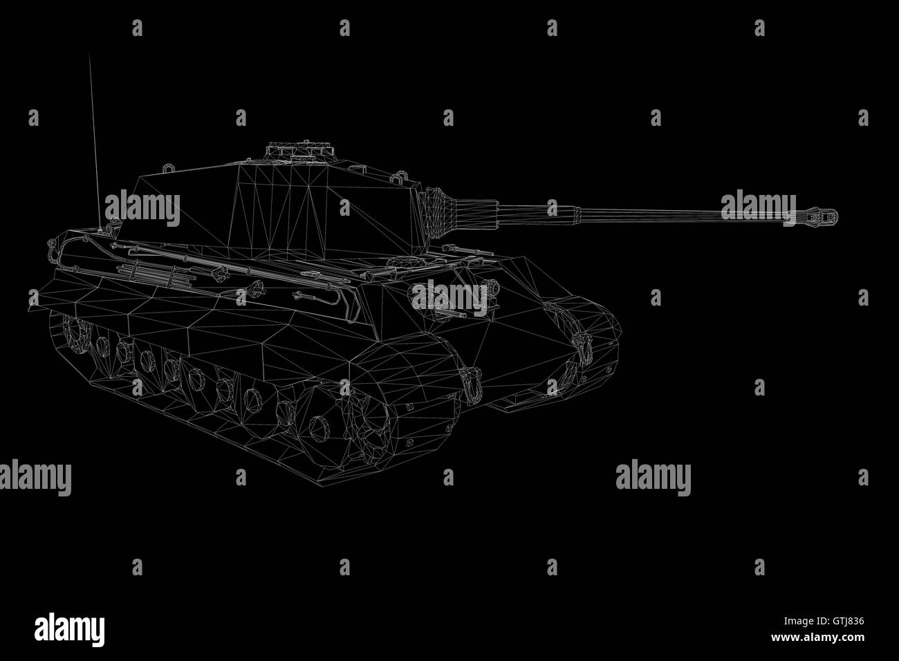 3D Tank Hologram Wireframe in Motion. Nice 3D Rendering Stock Photo - Alamy