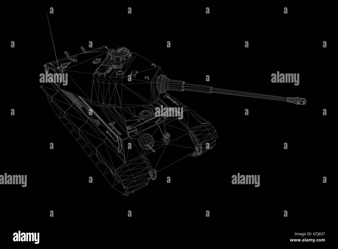 3D Tank Hologram Wireframe in Motion. Nice 3D Rendering Stock Photo - Alamy