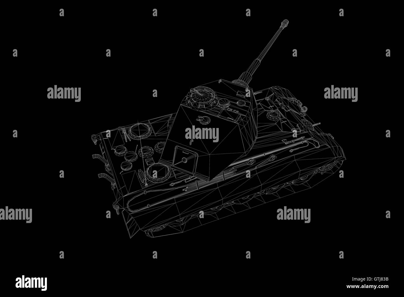 3D Tank Hologram Wireframe in Motion. Nice 3D Rendering Stock Photo - Alamy