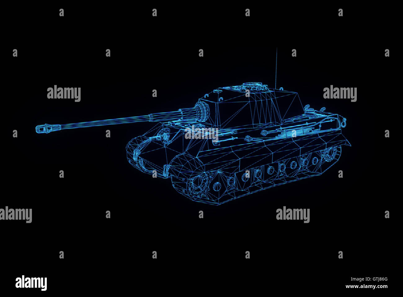 3D Tank Hologram Wireframe in Motion. Nice 3D Rendering Stock Photo - Alamy