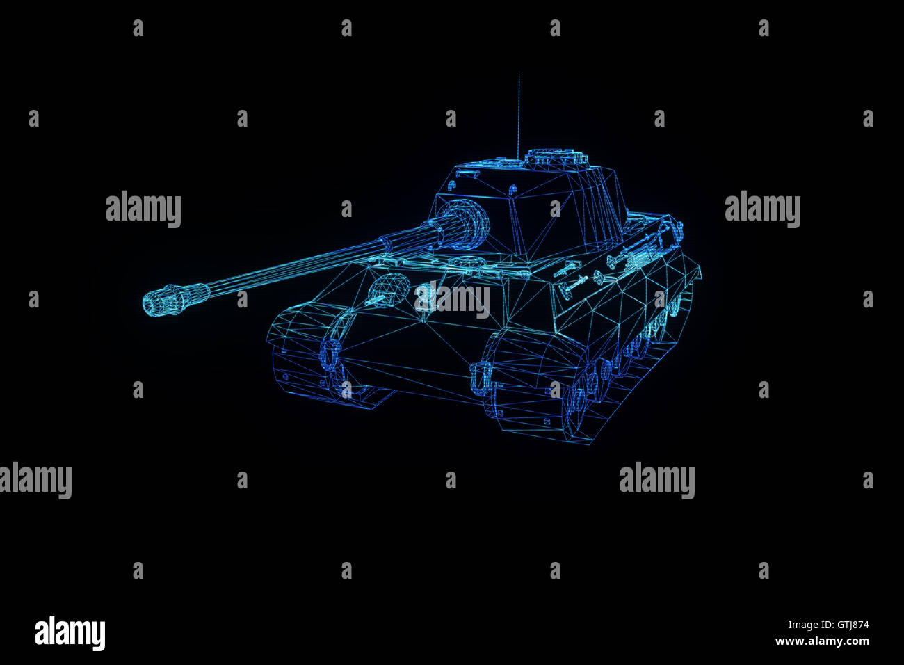 3D Tank Hologram Wireframe in Motion. Nice 3D Rendering Stock Photo - Alamy