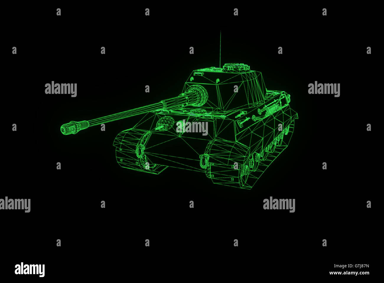 3D Tank Hologram Wireframe in Motion. Nice 3D Rendering Stock Photo - Alamy