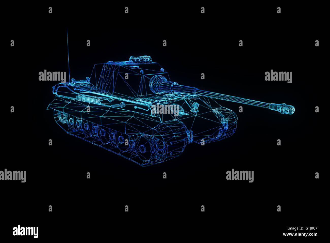 3D Tank Hologram Wireframe in Motion. Nice 3D Rendering Stock Photo - Alamy