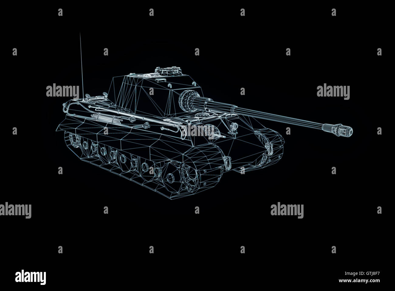 3D Tank Hologram Wireframe in Motion. Nice 3D Rendering Stock Photo - Alamy