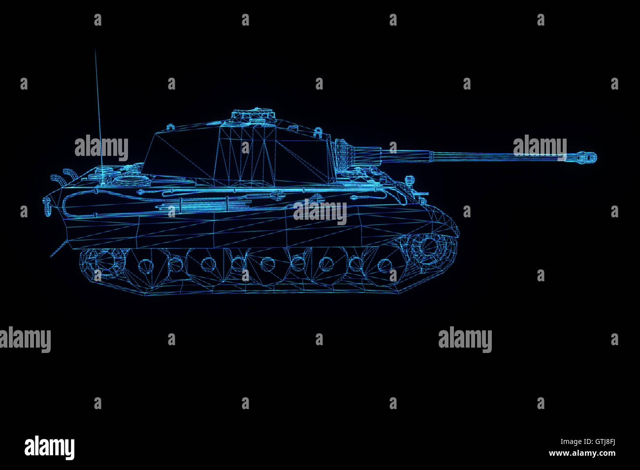 3D Tank Hologram Wireframe in Motion. Nice 3D Rendering Stock Photo - Alamy
