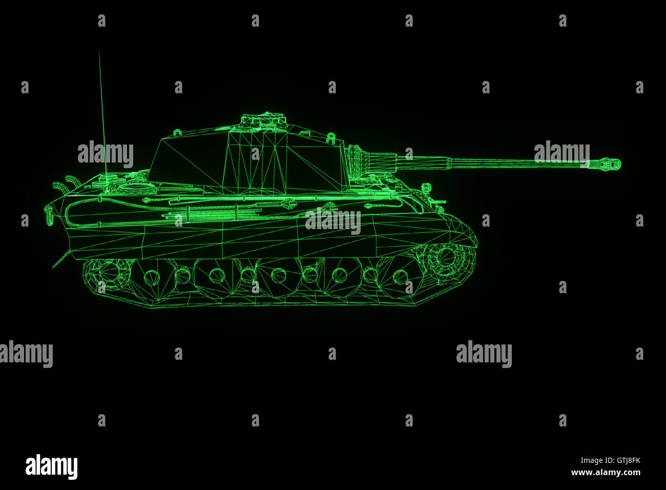 3D Tank Hologram Wireframe in Motion. Nice 3D Rendering Stock Photo - Alamy