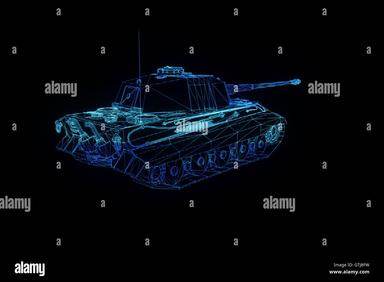 3d tank hologram wireframe in hi-res stock photography and images - Alamy