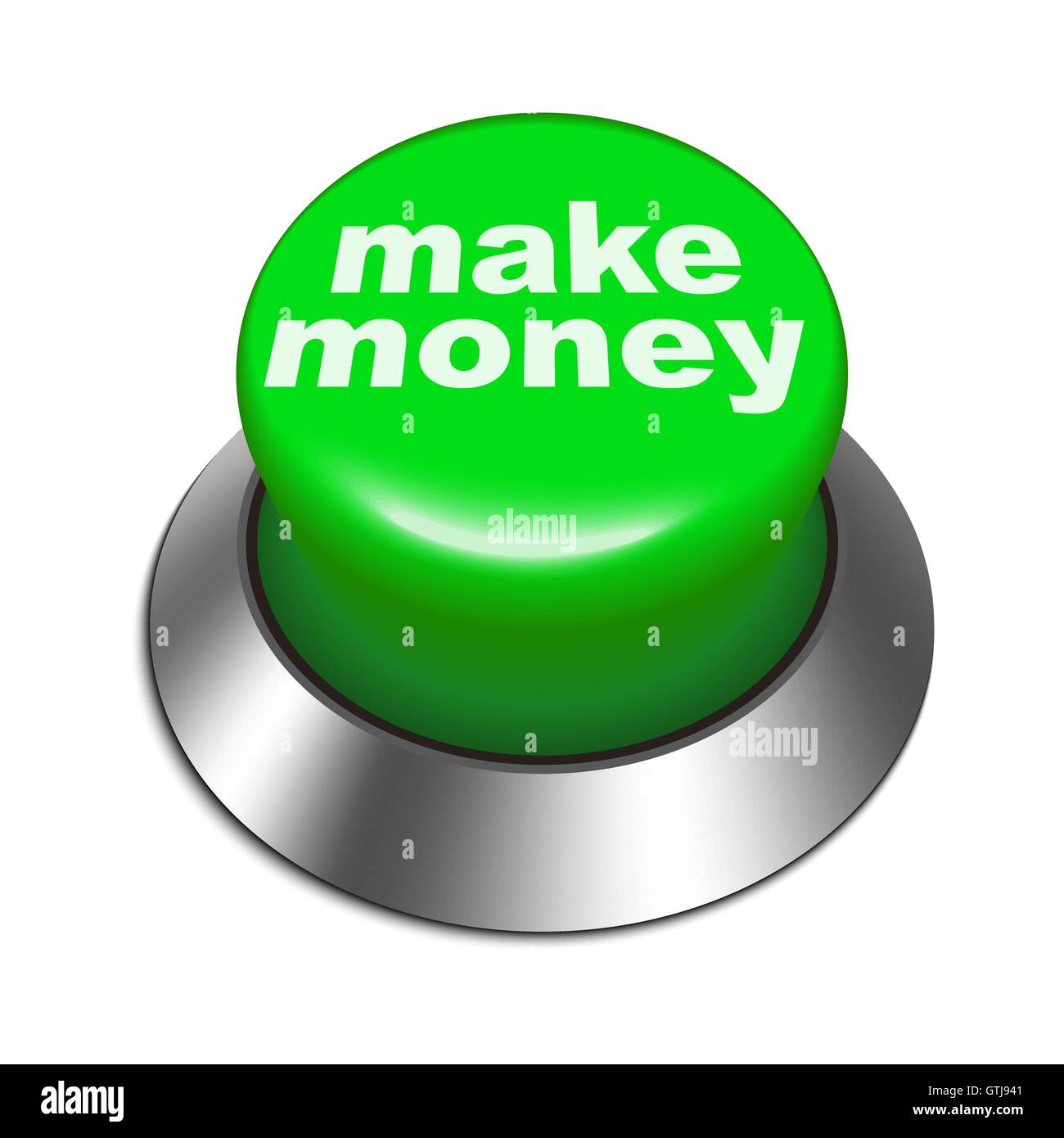3d illustration of make money button isolated white background Stock ...