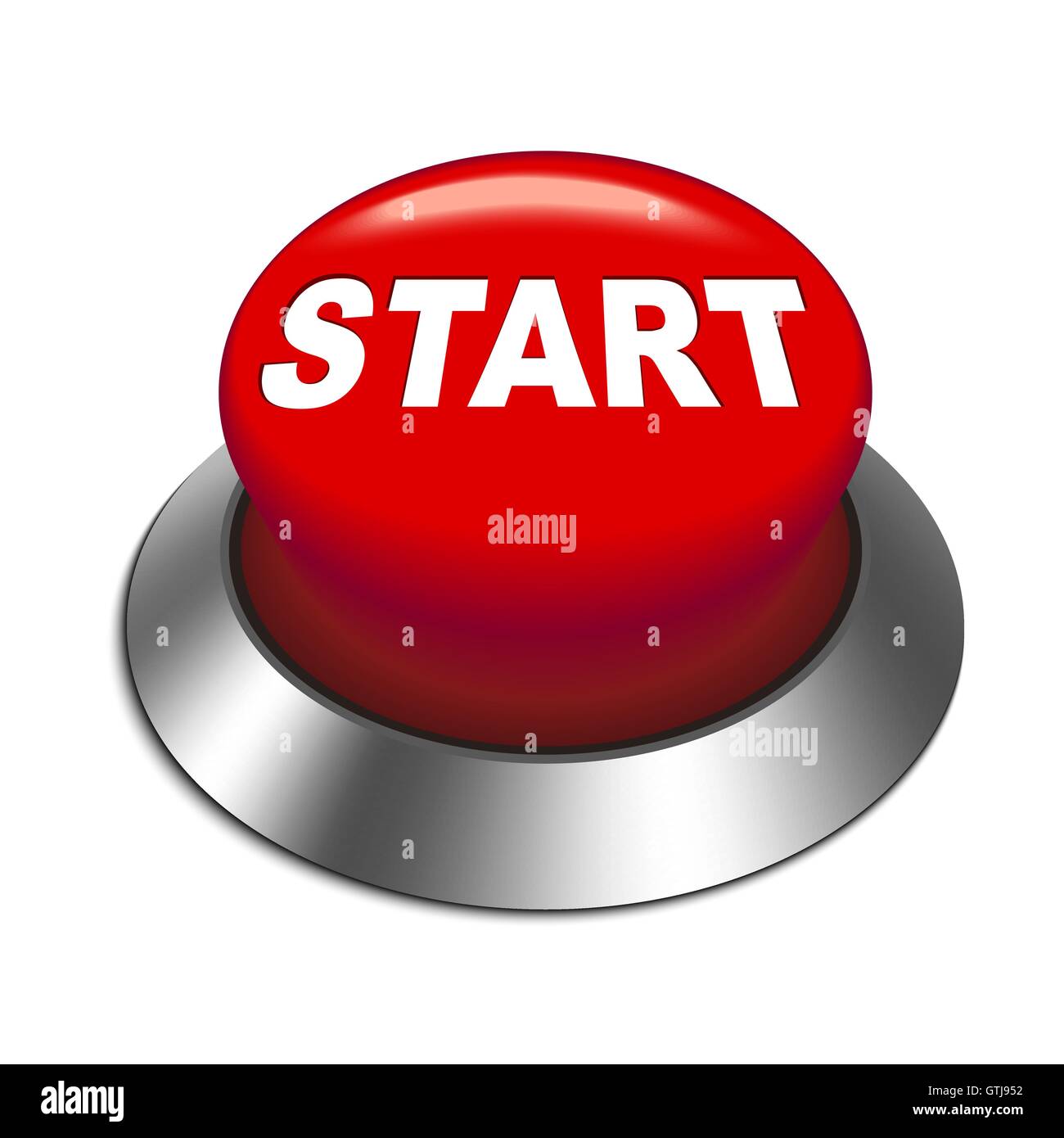 3d illustration of start button isolated white background Stock Vector ...
