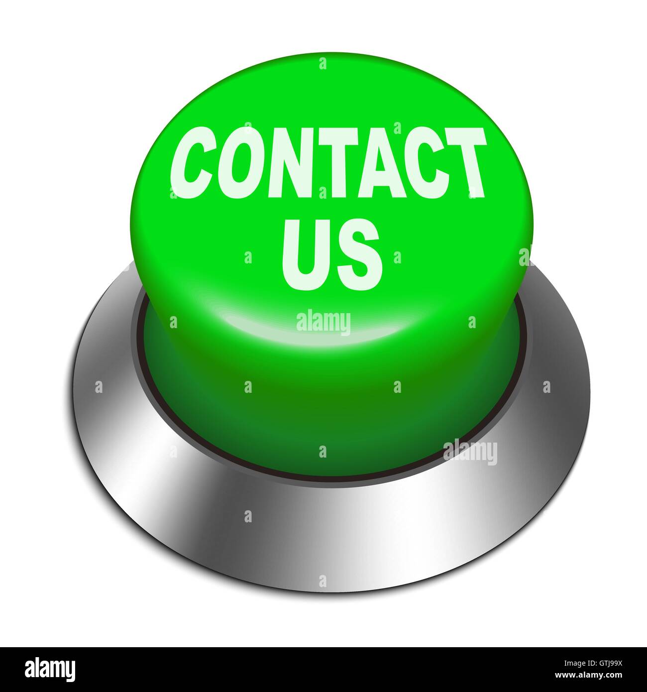 3d Illustration of shiny Contact us button isolated white background ...