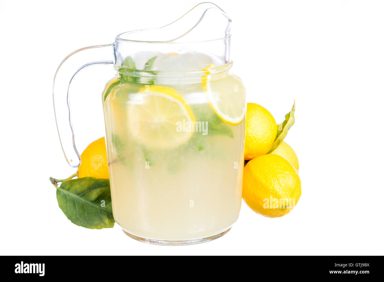 Close up of lemonade jug isolated on white background Stock Photo - Alamy