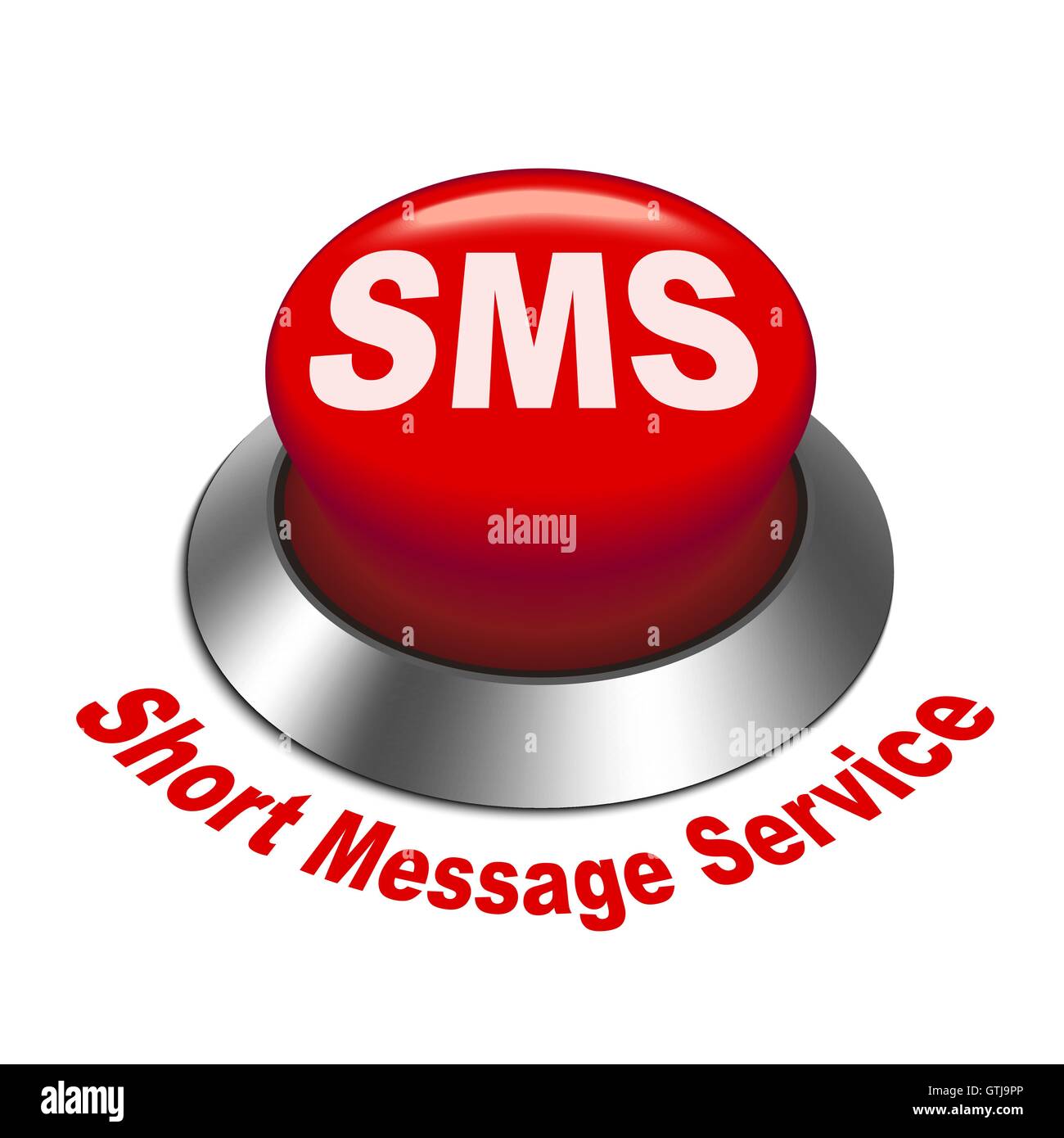 3d illustration of sms ( short message service ) button isolated white ...