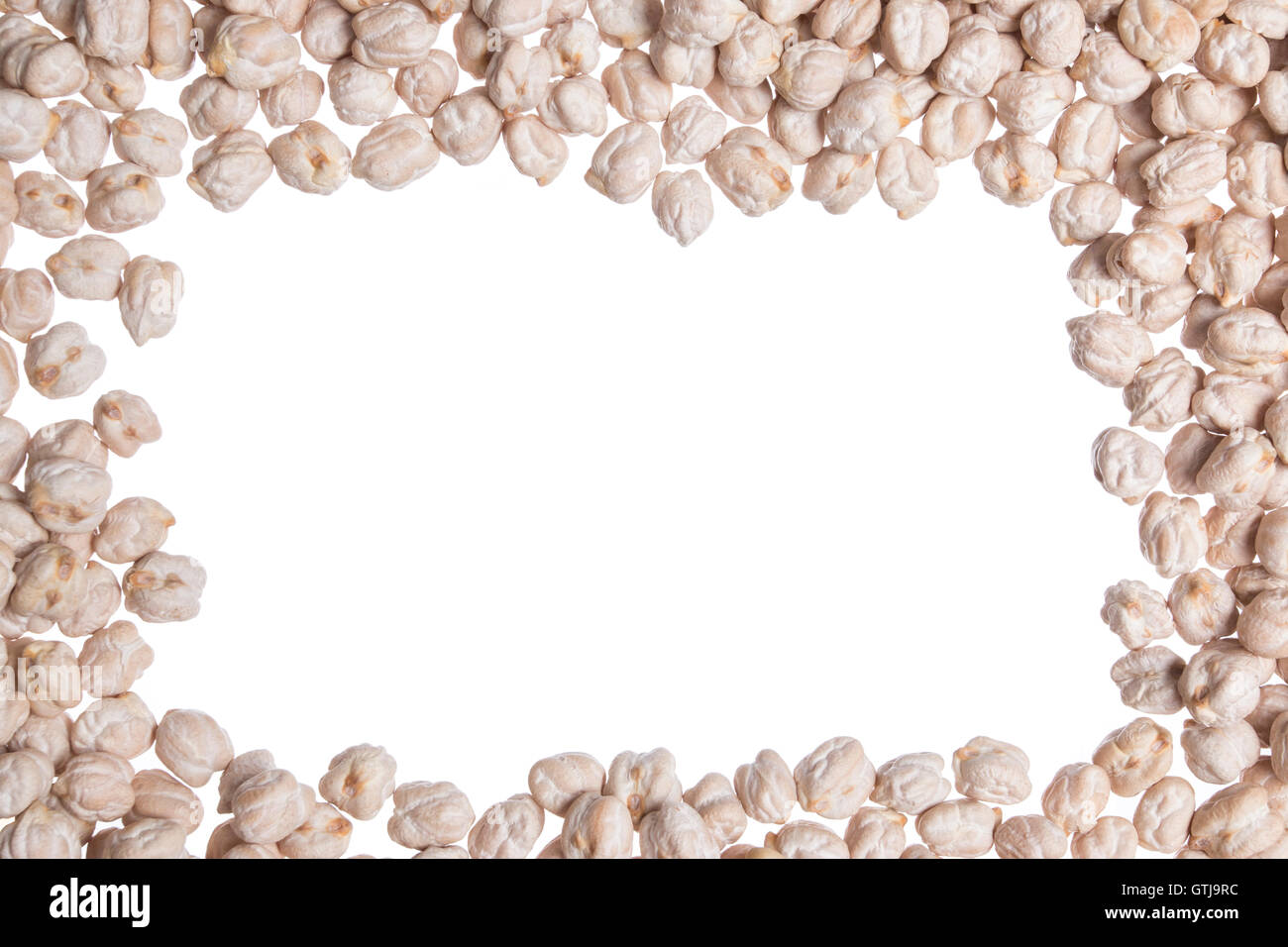Raw chickpeas frame with background on white Stock Photo - Alamy