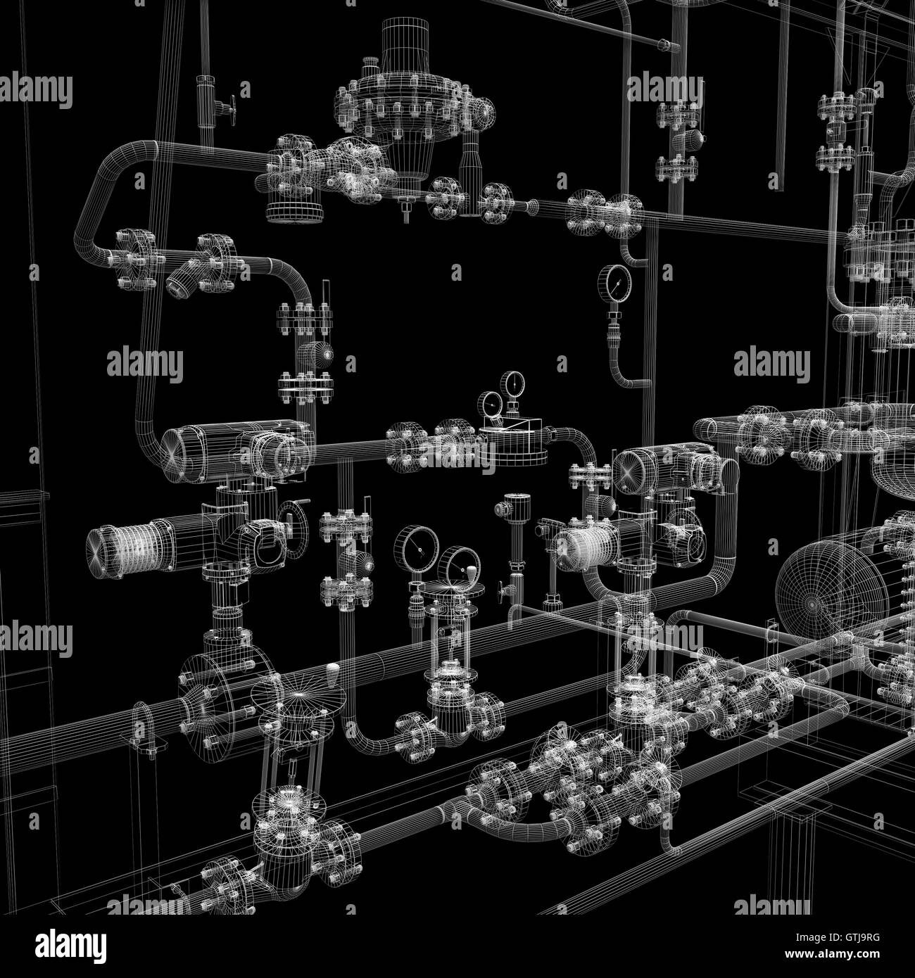Industrial equipment. Wire-frame render Stock Photo - Alamy
