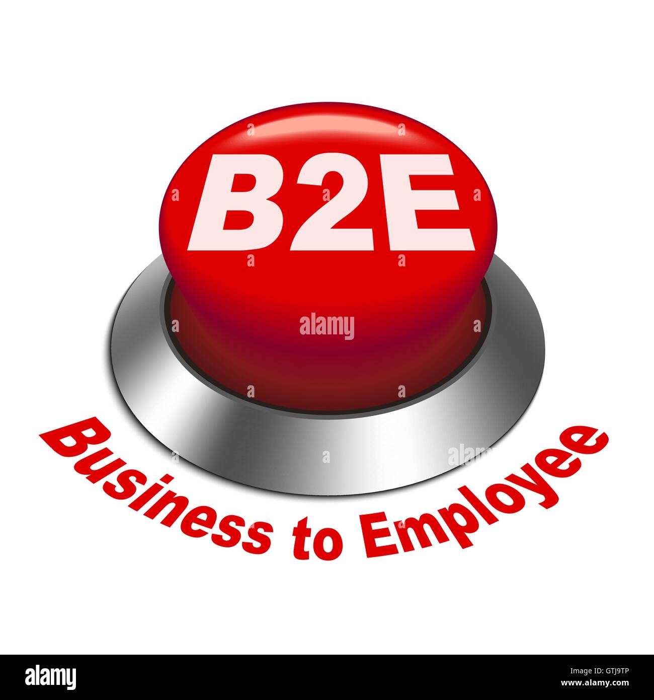 3d illustration of b2e business to employee button isolated white ...