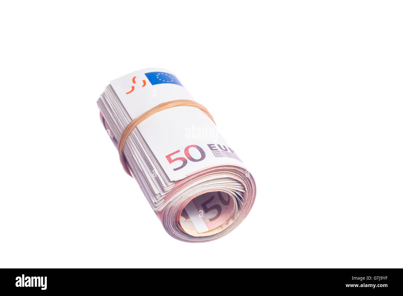 Fifty euro roll isolated on white background Stock Photo - Alamy