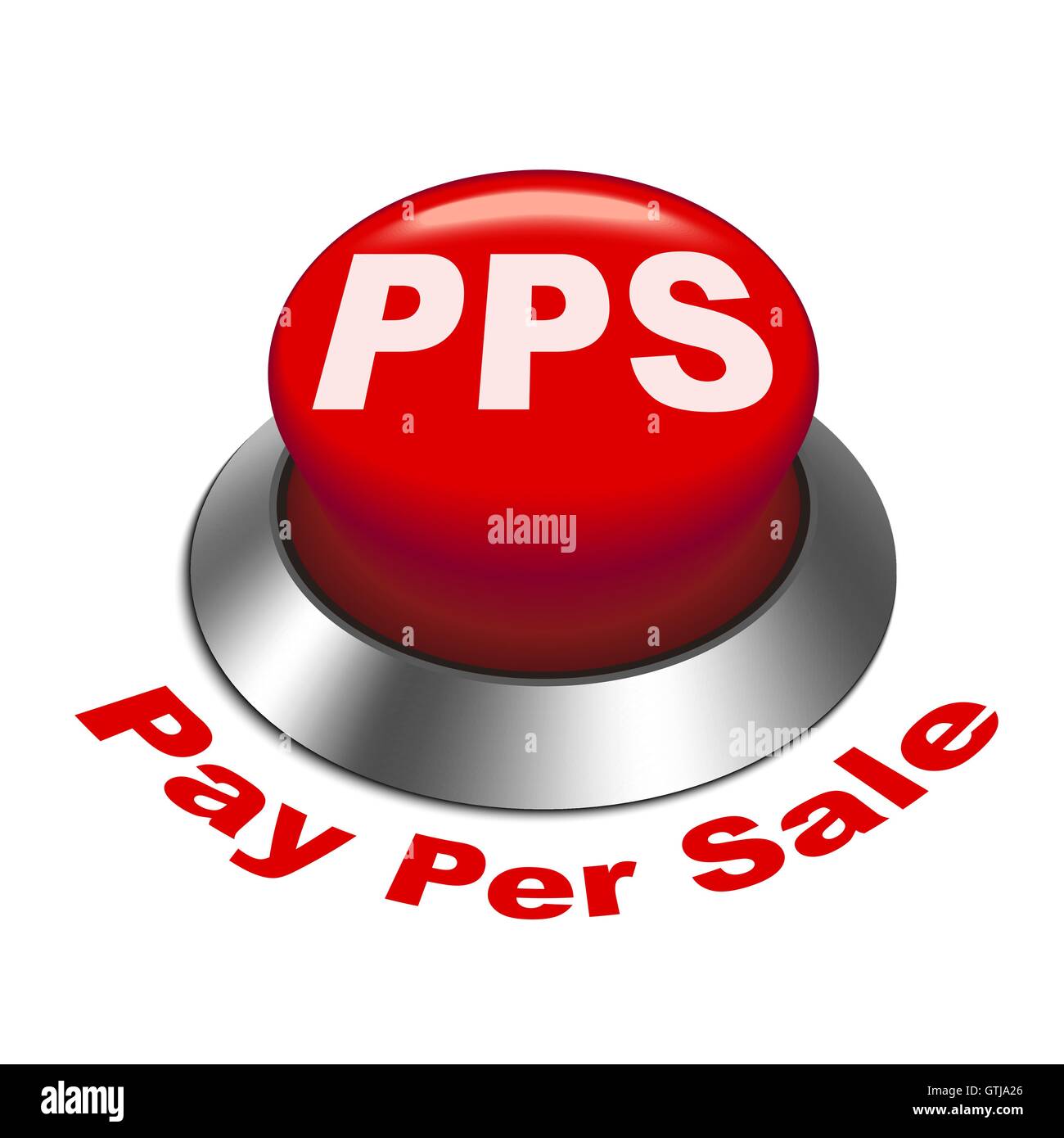 3d illustration of pps pay per sale button isolated white background ...