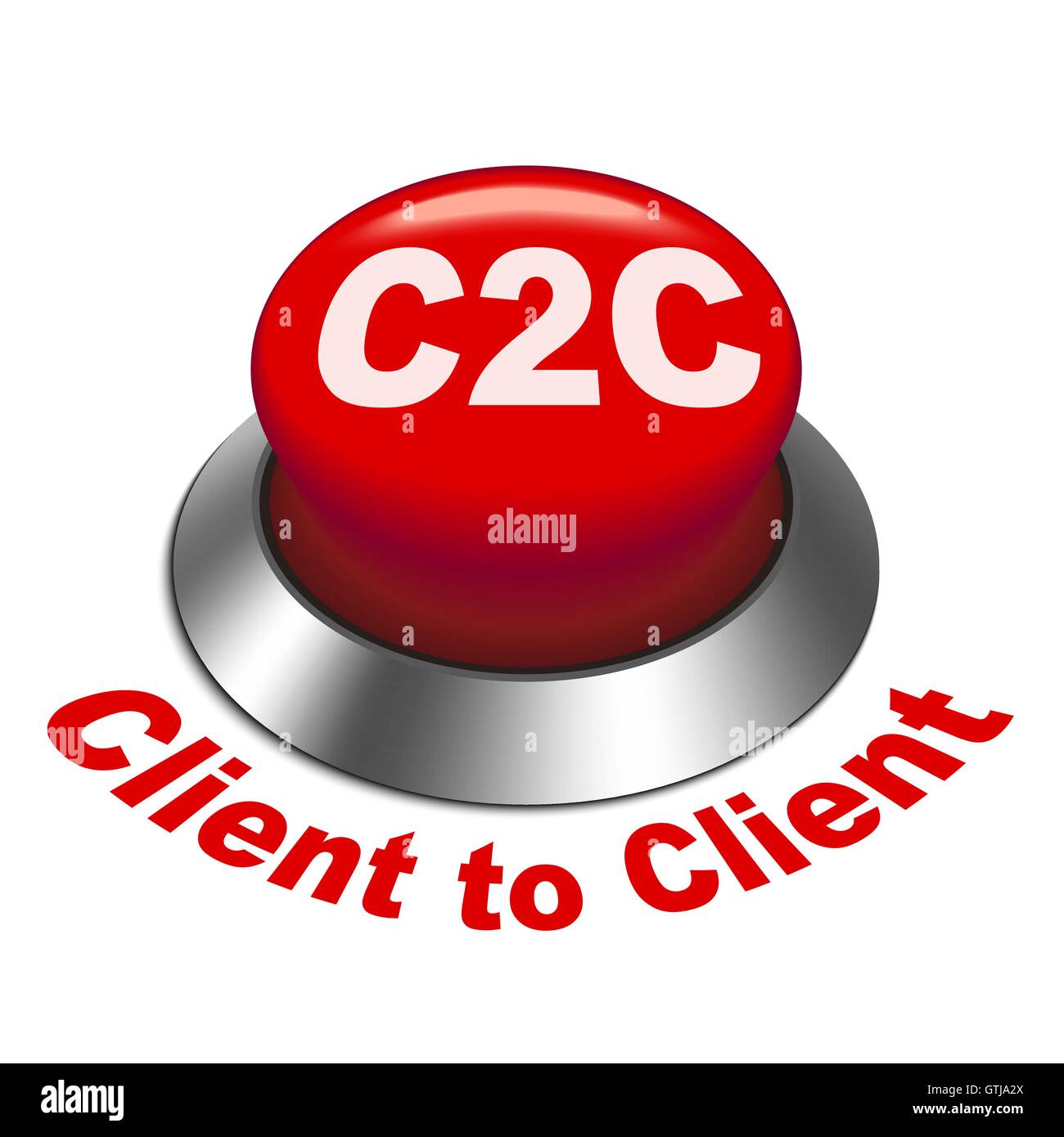 3d illustration of c2c client to client button isolated white ...