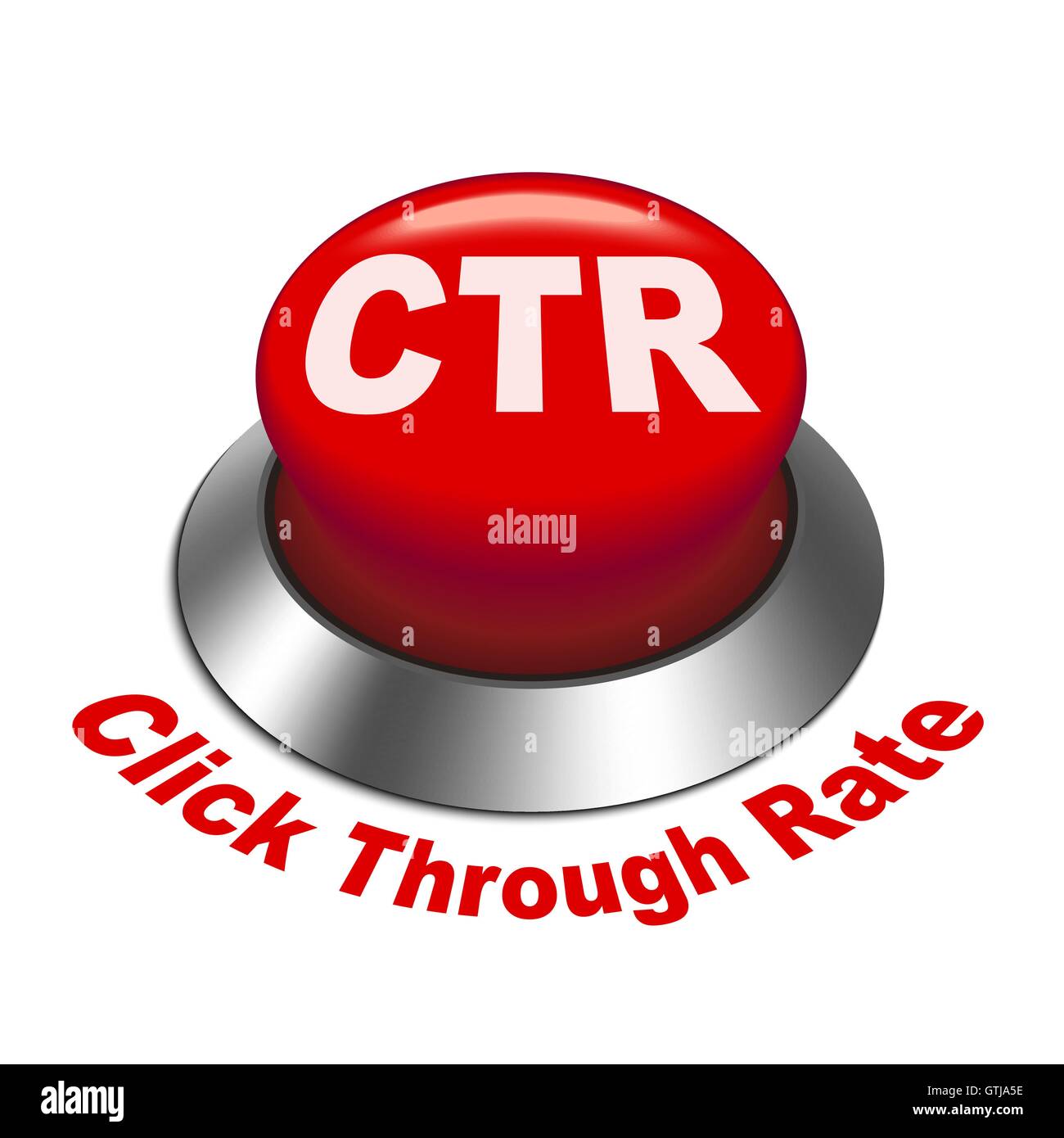 3d illustration of ctr click through rate button isolated white ...
