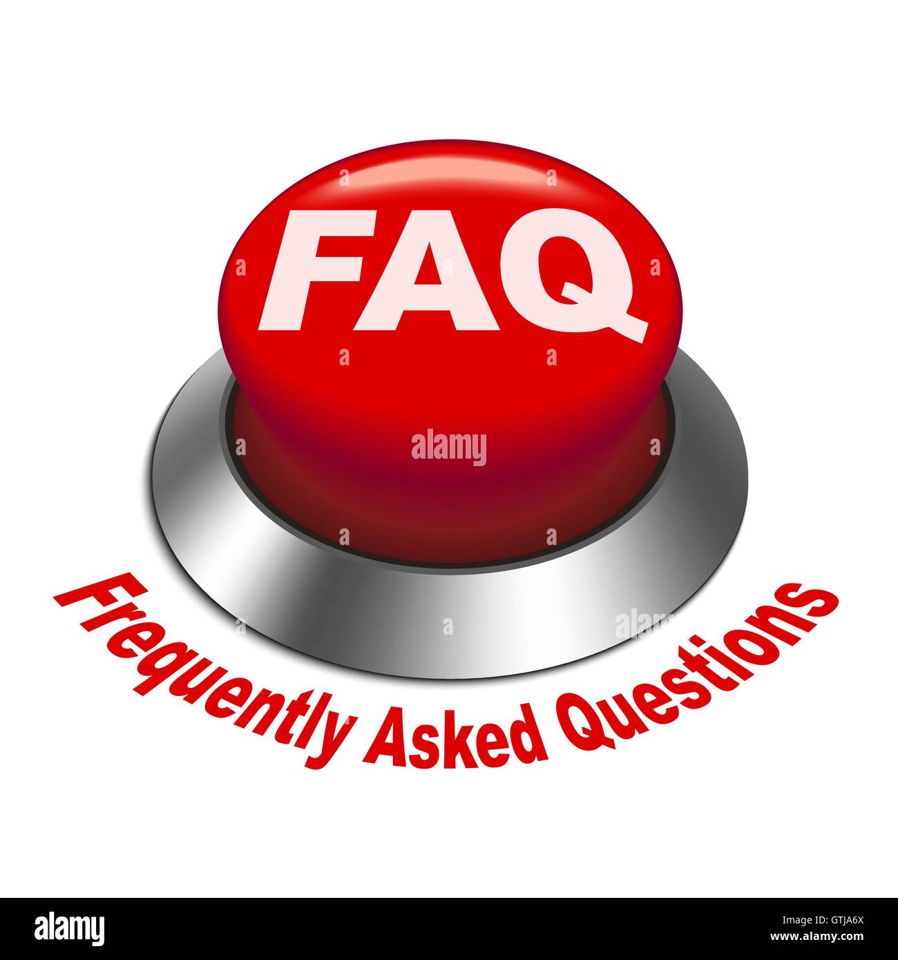 3d illustration of faq (frequently asked questions) button isolated white background Stock ...